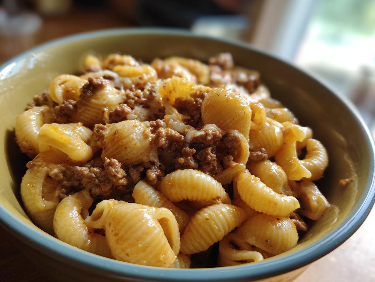 Amazing Creamy Beef and Shells Dinner
